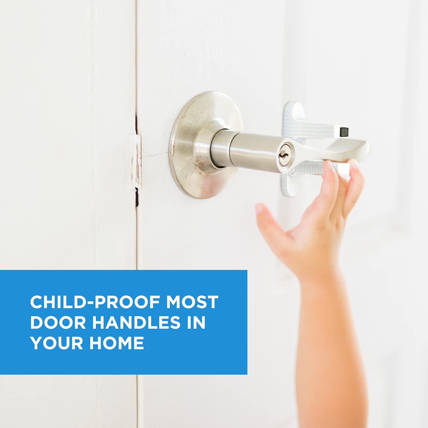 ZogeeZ Childproof Door Lever Lock (2 Pack) Prevents Toddlers from Opening Doors. Easy One Hand Operation Extra Strong Adhesive - Simple Install, No Tools Needed