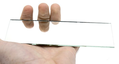 10 Pack Rectangular Plano Glass Mirror, 6" x 2" - 2mm Thick Approx. - Eisco Labs