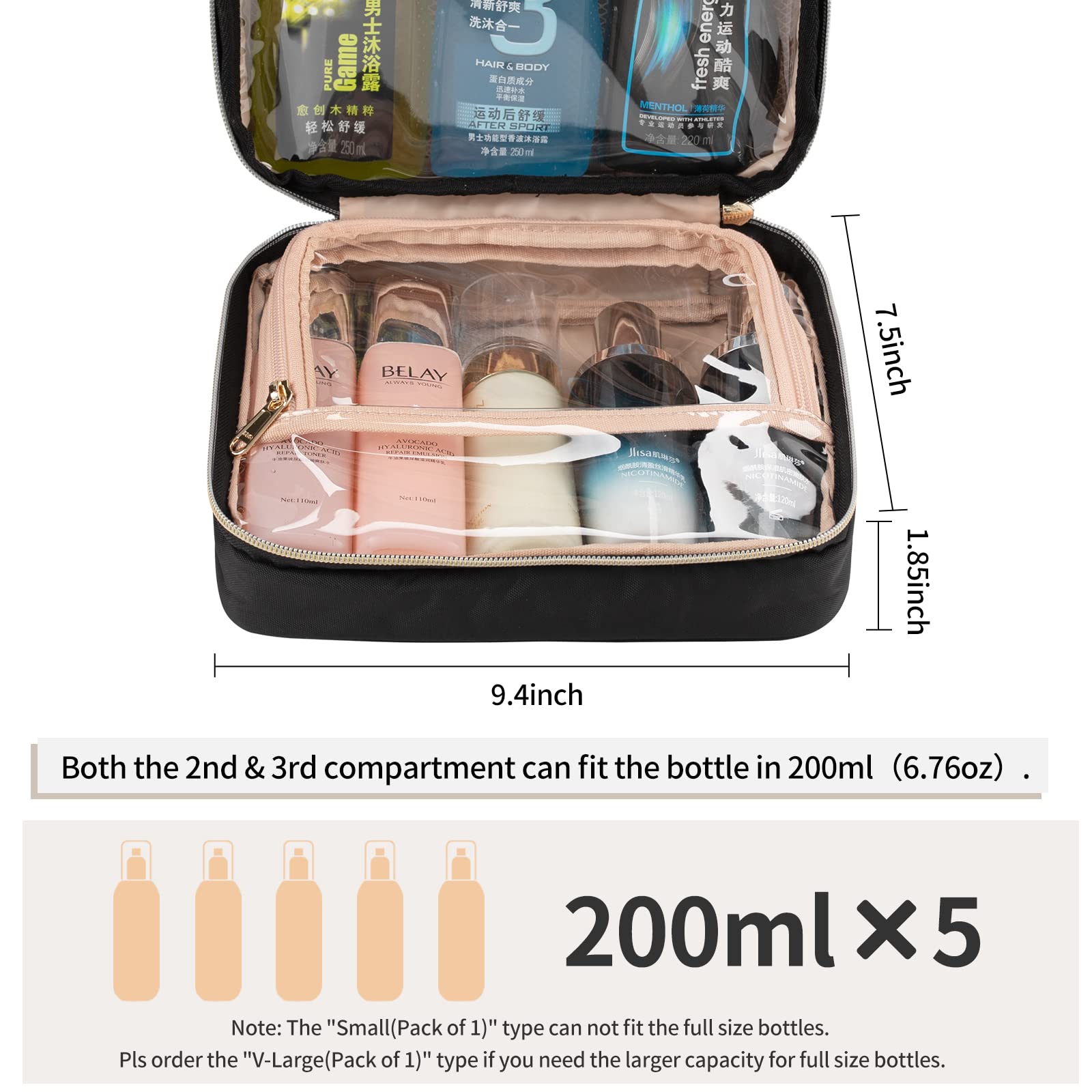 CUBETASTIC Travel Toiletry Bag, Makeup Bag for Women, Portable Water-resistant Small Travel Bag for Toiletries & Cosmetic Essentials