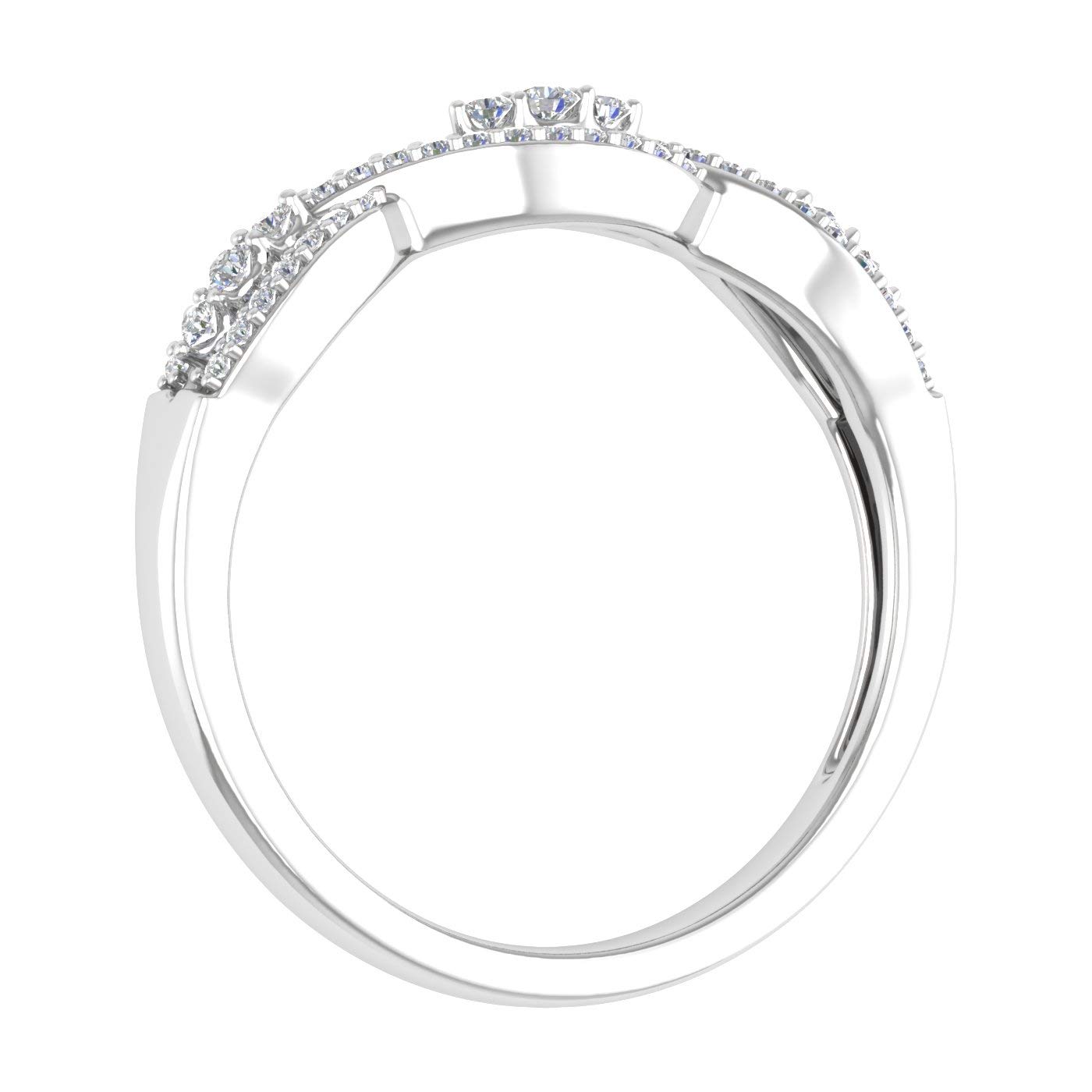 1/5 Carat Prong Set Diamond Twisted Wedding Band Ring in 10K White Gold (Ring Size 7.5)