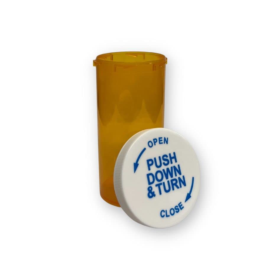 40 Dram Amber Prescription Medicine Vials with Caps - Child Resistant - 200/case