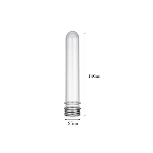 45ml Clear Plastic Test Tubes, 25x140mm Tube for Sample, for Scientific Experiments, Party, Decorate The House, Candy Storage, 6 Pcs.