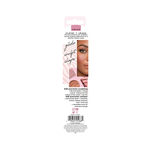 Real Techniques Sculpt & Shape Dual Ended Makeup Brush, 2-in-1 Sculpting Brush, Contours Cheek, Nose, & Eyes, Flat Head Blends & Intensifies Contour or Highlighter, Vegan & Cruelty Free, 1 Count