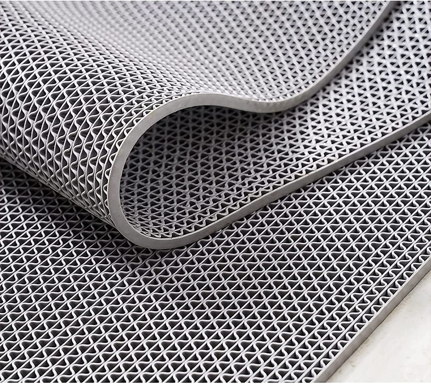 MYOYAY Commercial Drainage Mat 3x10 Ft 0.22'' Thick Drainage Non-Slip Mat PVC Drainage Rug Floor Mat Mesh Holes Pool Drain Floor Mat Roll for Restaurant Kitchen Bars Patio Bathroom Wet Area(Gray)