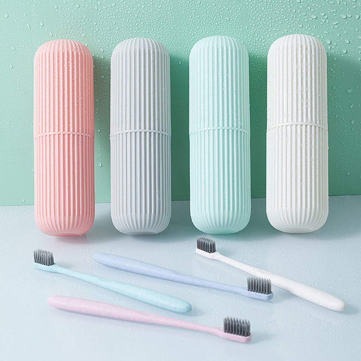 1Pcs Travel Toothbrush Holder, Multifunction Wash Cup for Business Trips, Portable Lightweight Toothbrush Holder Cup, 4 Colors Available. (Pink)
