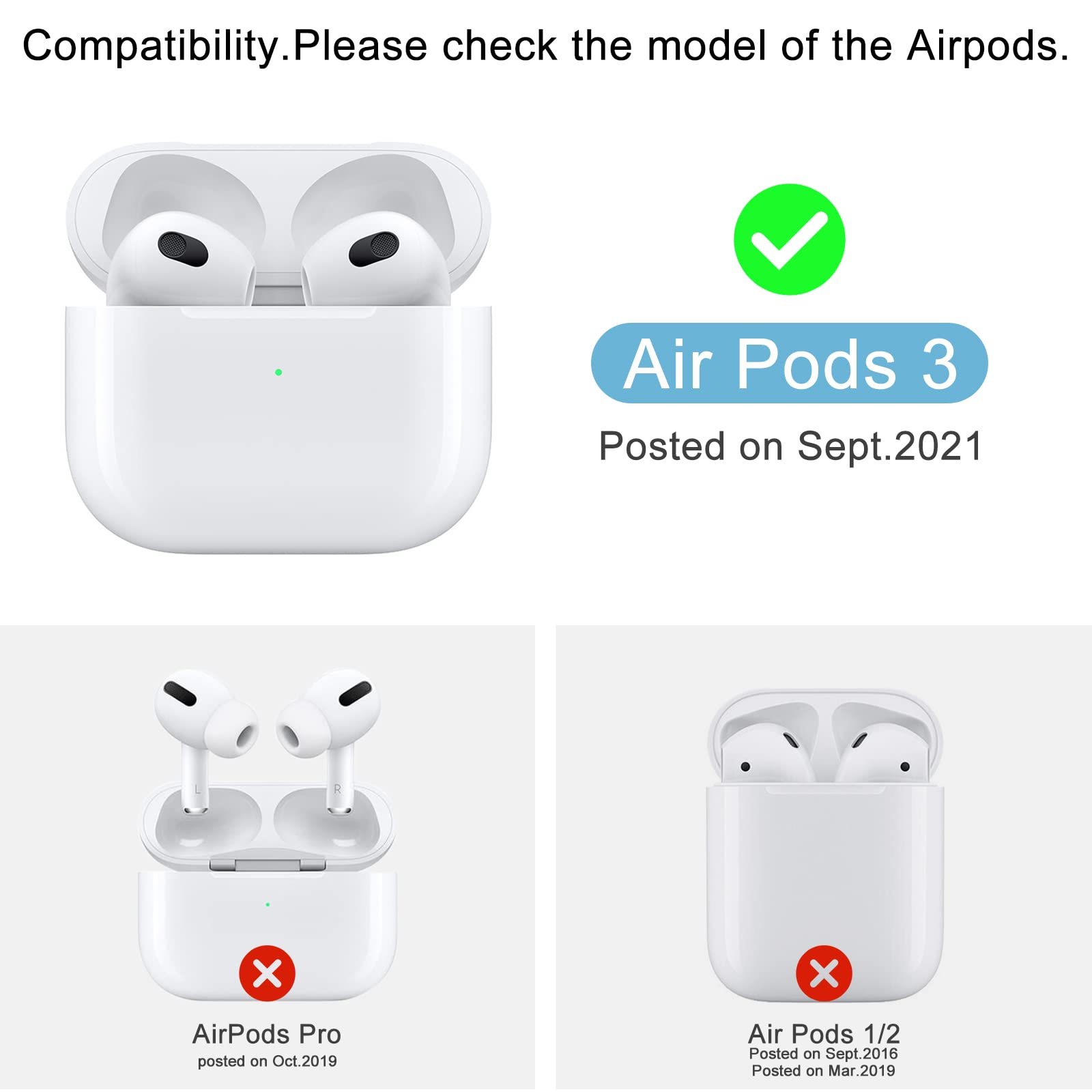 CEENFFO Leather for AirPods 3 Case 2021, Genuine Leather for Airpods 3 Wireless Charging Case (Front LED Visible) Protective Skin for Men Women
