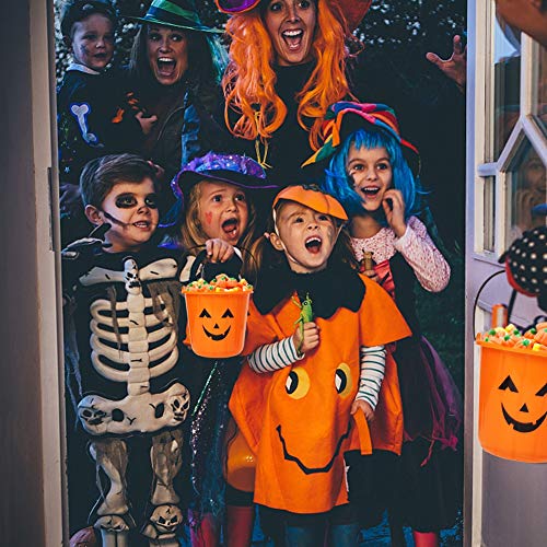 Triumpeek Halloween Pumpkin Trick Treat Bucket, Set of 6 Halloween Jack O Lantern Pails, Trick or Treat Bucket, Portable Plastic Candy Pumpkin Pails