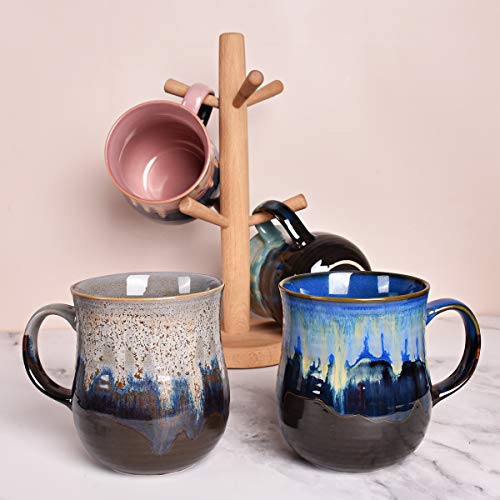 Bosmarlin Large Ceramic Coffee Mug, Blue Big Tea Cup for Office and Home, 21 Oz, Dishwasher and Microwave Safe, 1 PCS