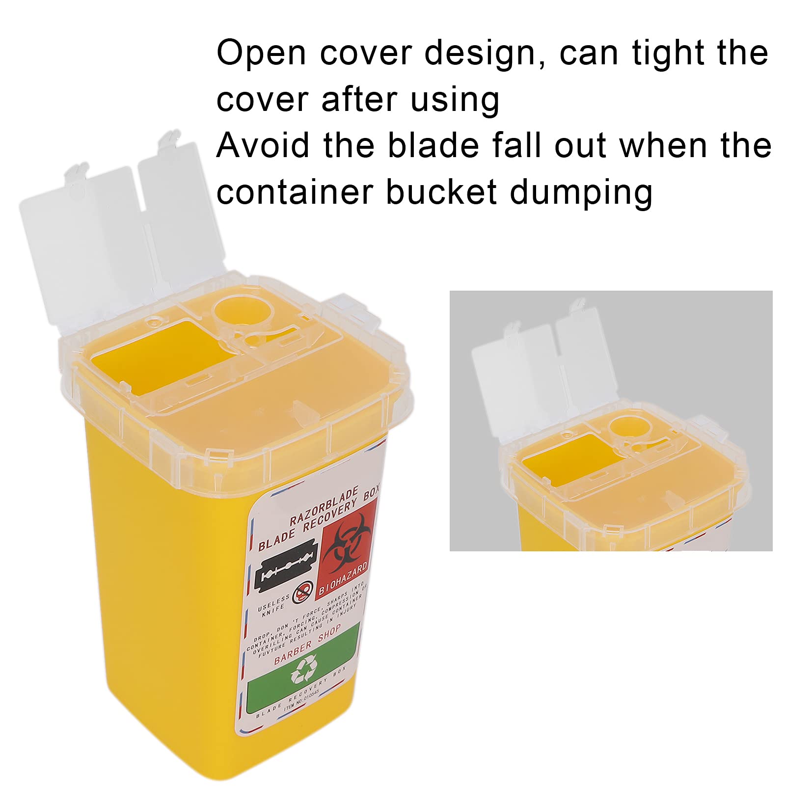Sharps Disposal Container, Disposal Blade Container Barbershop Hair Salon Shaving Knife Blade Disposal Collect Box(yellow)