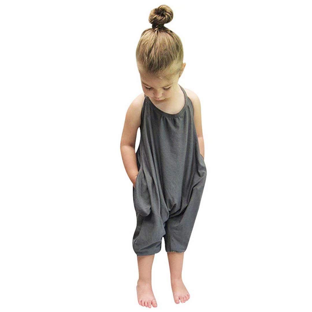 Baby Girls Summer Romper Cute 2 Pack Backless Harem Strap Jumpsuits 1-4 Years Old