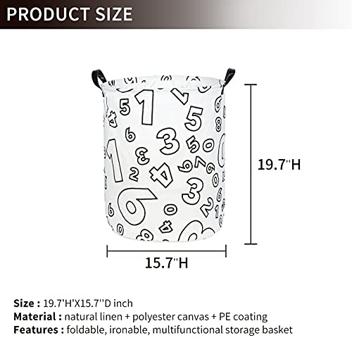 SEVEBDOME Canvas Fabric Storage Baskets with Handle, Foldable, Convenient Home Storage Bin Toy Bins Gift Baskets Bedroom Clothes Children Nursery Hamper (Number)