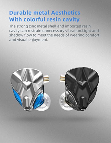 KZ ASF in-Ear Monitors, 5BA per Side HiFi Stereo Noise Isolating Sport IEM Wired Earphones/Earbuds/Headphones with Detachable Cable 2Pin 0.75mm (with Mic, Silver&Blue)