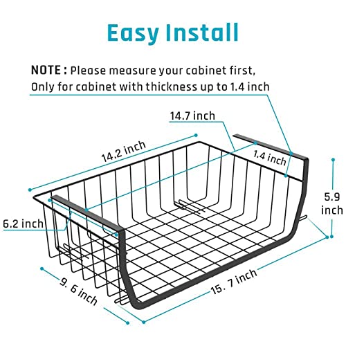 iSPECLE Under Shelf Basket and Stackable Under Shelf Basket, 6 Pack Black Wire Basket Under Shelf for Storage and 4 Pack Black Wire Storage Basket for Storage Pantry, Bundle Sales - Set o