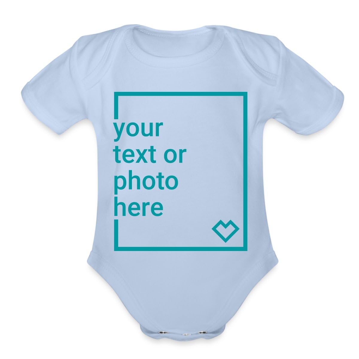Spreadshirt Custom Baby Gifts Add Your Own Text or Image Personalised Organic Short Sleeve Baby Bodysuit, Newborn, Sky