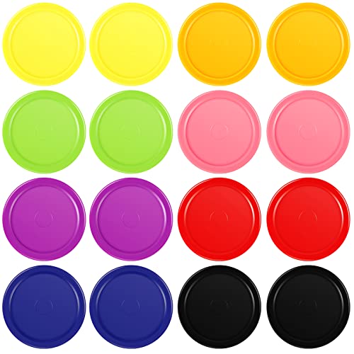 16 Pieces Home Hockey Pucks 2.5 Inch Red Replacement Round Hockey Pucks Heavy Hockey Tables Pucks Multicolors for Game Tables Equipment Accessories