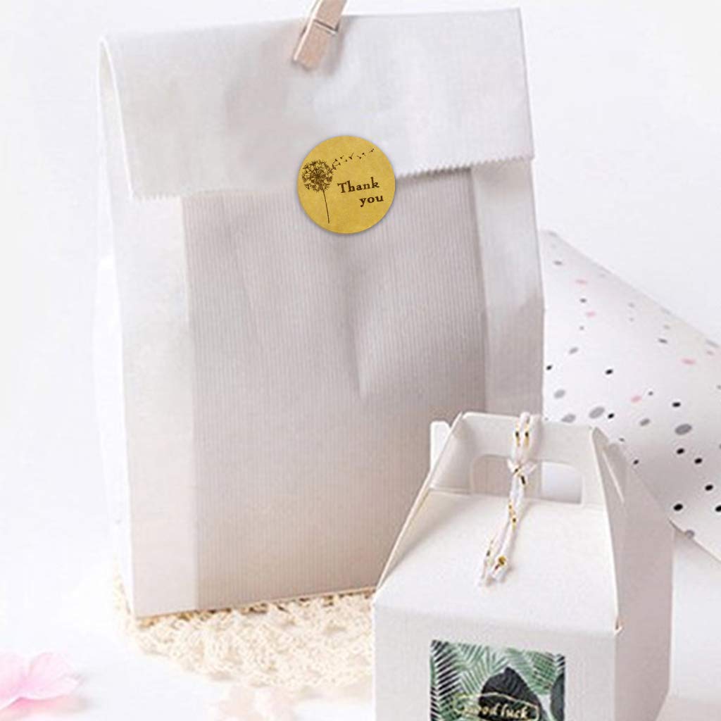 YU-NIYUT 1 Roll Simple Design Thank You Letters Dandelion Print Label Stickers Craft Per Roll Stationery Adhesive Sealing Decor, Exquisite and Easy to Use