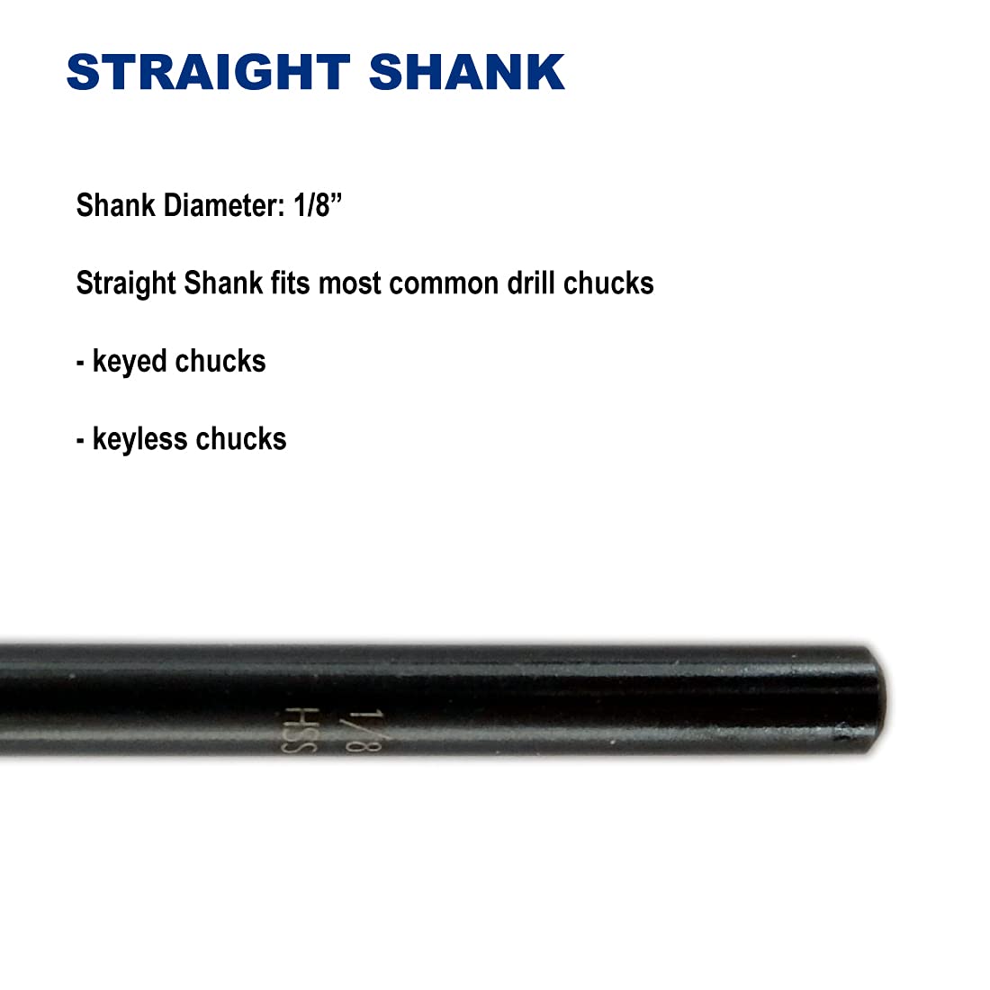 1/8-Inch x 6-Inch Aircraft Extension Black Oxide Drill Bit, Premium M2 High Speed Steel, Extra Length, for Metal, Plastic, Wood