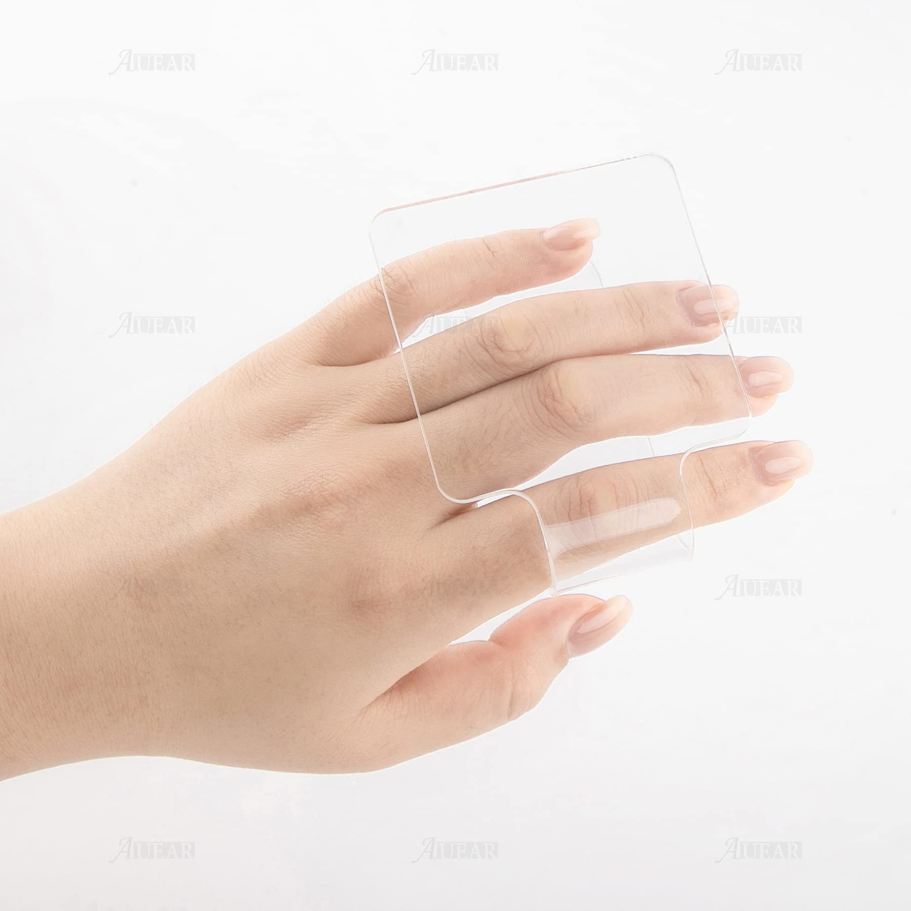AUEAR, 3 Pack Professional Makeup Hand-held Palette Mixing Tray Clear Acrylic Nail Art Manicure or Foundation Eye Shadow Cremes Powders and Cosmetics