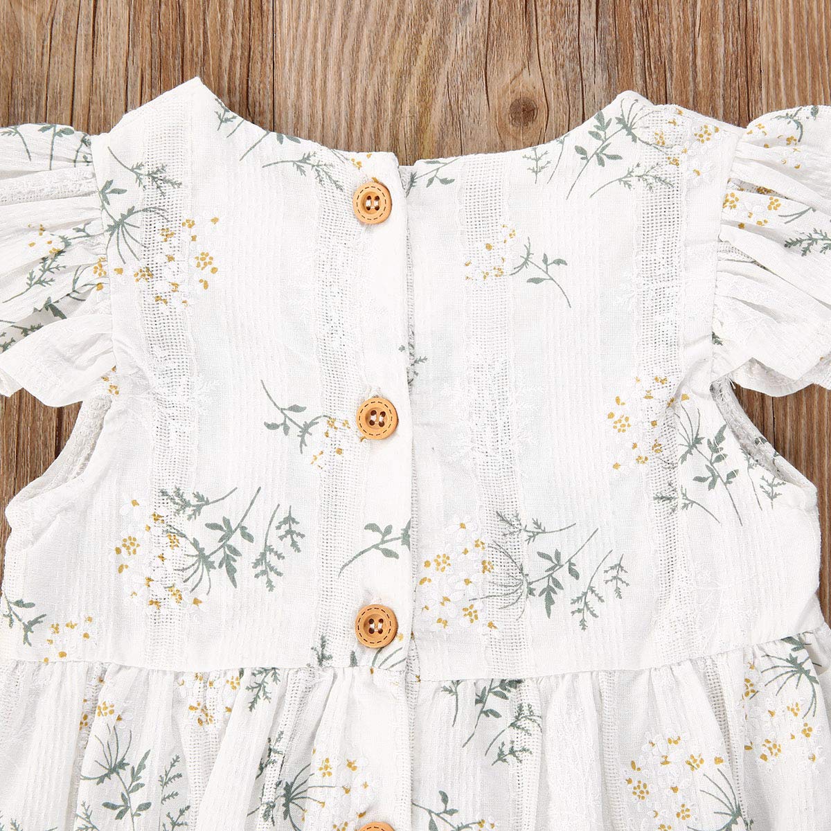 Newborn Baby Girl Romper Floral Ruffle Sleeveless Jumpsuit Cotton Bodysuit with Headband Summer Clothes Outfit (A-White, 0-6m)