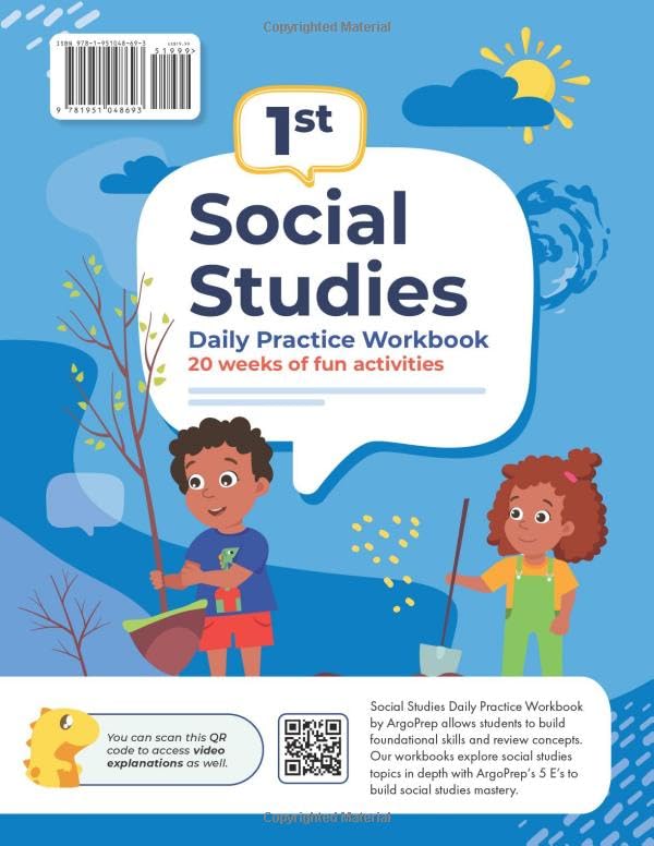 1st Grade Social Studies: Daily Practice Workbook | 20 Weeks of Fun Activities | History | Civic and Government | Geography | Economics | + Video ... Each Question (Social Studies by ArgoPrep)