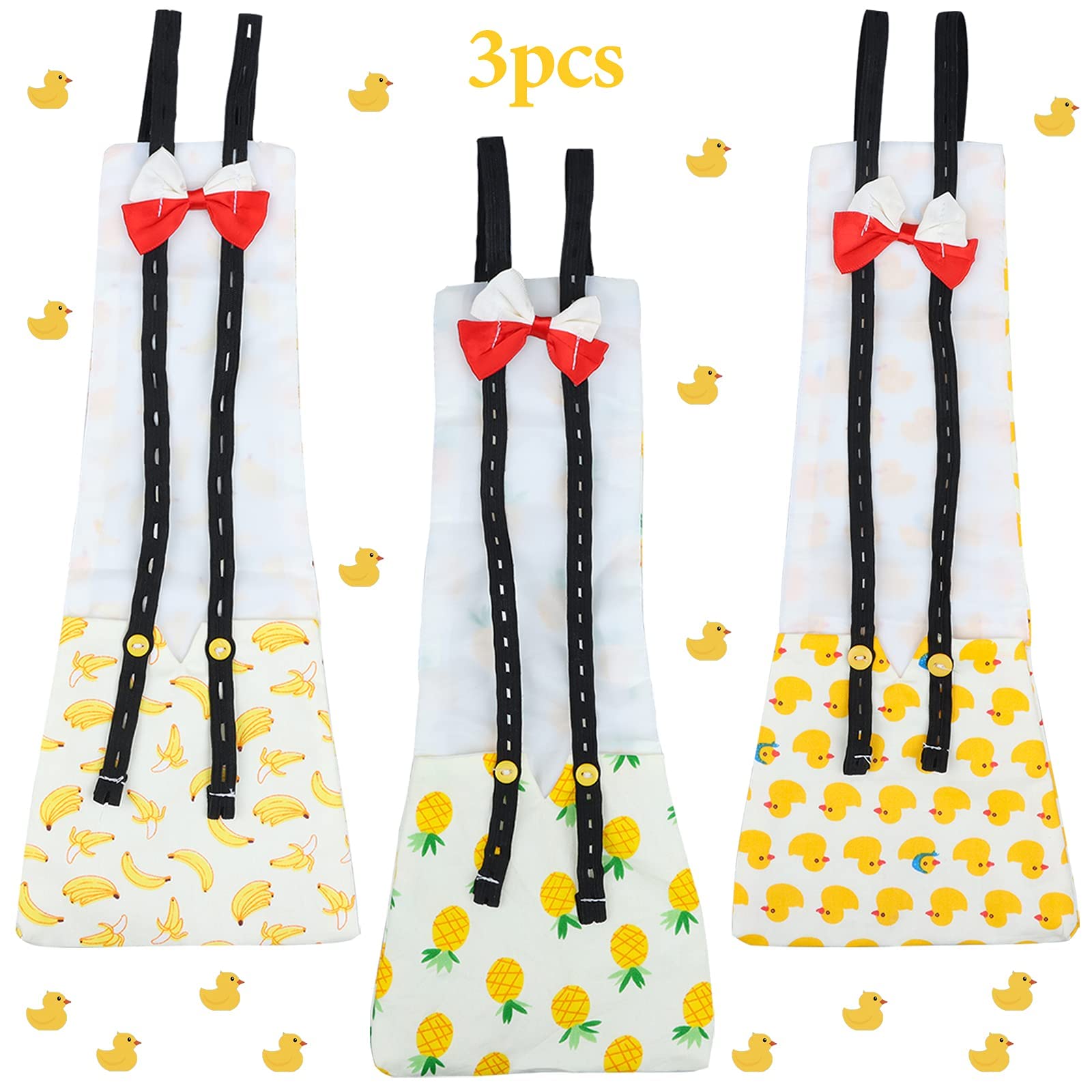 craftshou 3 Pcs Duckling Chicken Diaper Washable Reusable Goose Clothes Farm Pet Diapers Bow Tie Ducky Diapers Supplies for Poultry