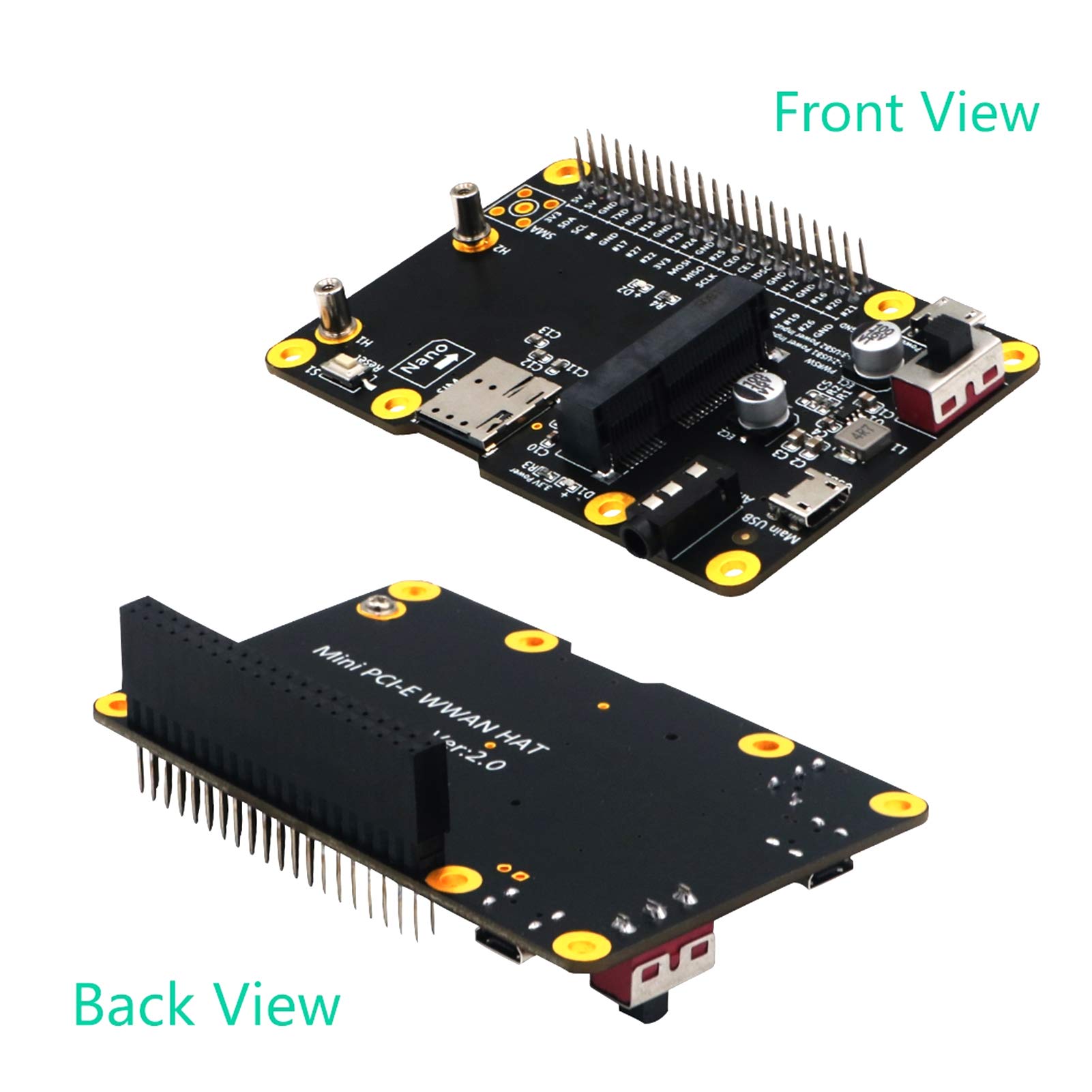 214 3G/4G LTE Base Hat for Raspberry Pi 4/3/2/B+ Models with The 40-pin GPIO Header,Computer Board to USB with SIM Card,up to 3 Amps