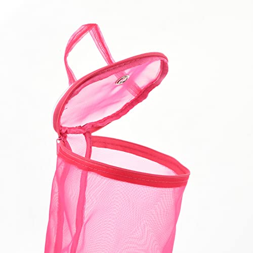 2 Pieces Empty Yarn Storage Bags, Mesh Holder Yarn Storage Organizer, Mini Yarns Drum Knitting Bag for Carry Crochet Hooks Sewing Accessories Storage Tote Bag (Hot Pink)