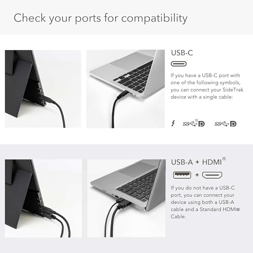SideTrak Solo 15.6” 4k Portable Monitor for Laptop | Freestanding Ultra HD LED Anti-Glare USB Laptop Dual Screen | Compatible with Mac, PC, & Chrome | Powered by USB-C or Mini HDMI