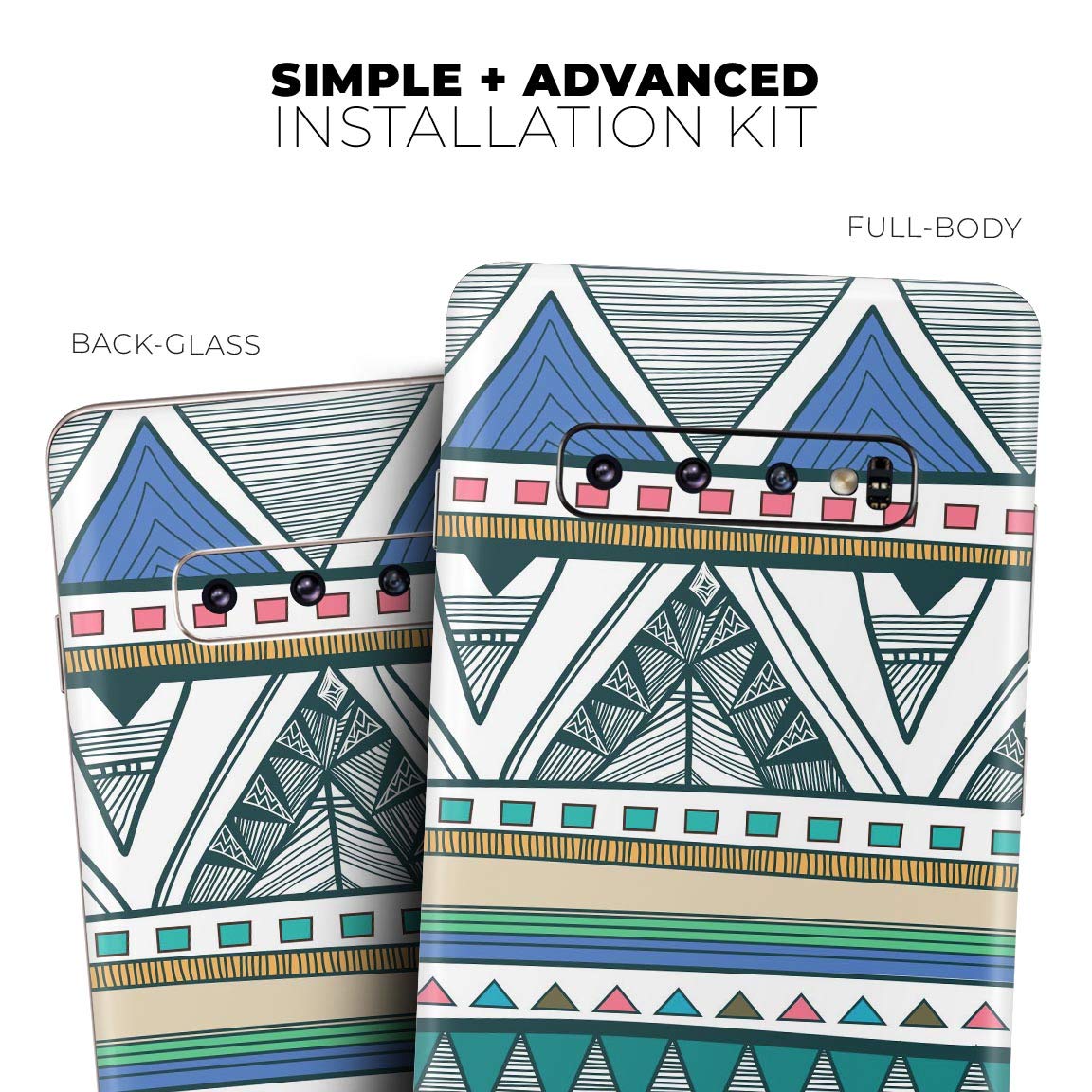 DesignSkinz Abstract Blue and Green Triangle Aztec Protective Vinyl Decal Wrap Skin Cover Compatible with The Samsung Galaxy S20 (Screen Trim & Back Glass Skin)