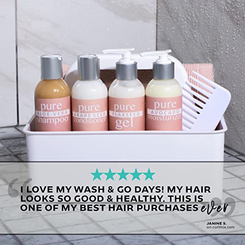 CurlMix Curly Hair Wash and Go System - Unscented - Clarifies, Moisturizes, and Strengthens Ethnic, Natural, and 4C Hair - Organic, Handmade Shampoo, Conditioner, Moisturizer, Softening Gel - Paraben Free - Sulfate Free - 8oz - (Set of 4)