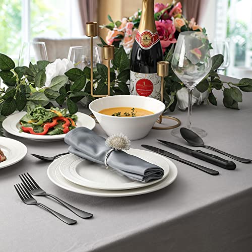 48-Piece Matte Black Silverware Set with Steak Knives for 8, Food-Grade Stainless Steel Flatware Set, Includes Spoons Forks Knives, Kitchen Cutlery For Home Office Restaurant Hotel