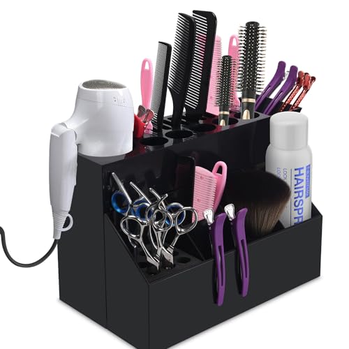 Noverlife Salon Hairdressing Organizer Storage Box, Detachable Hair Styling Tools Holder for Comb Clips Scissors, Multifunctional Hair Tools Desktop Keeper, Wear Resistant Washable Salon Shears Block