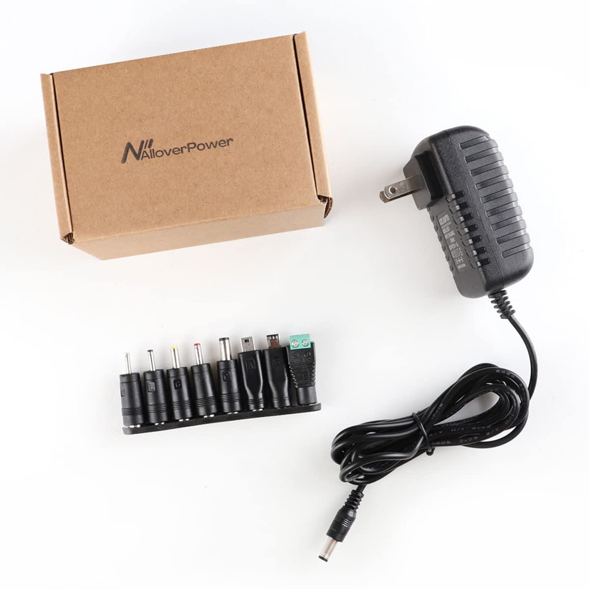 Universal AC DC 5V 1A 2A/2000mA Power Supply Cord Adapter Charger with 8 Variable Plug Tips (Include 5.5mm / 3.5mm / Mini USB/Micro USB / 4.7mm Switching Connector)
