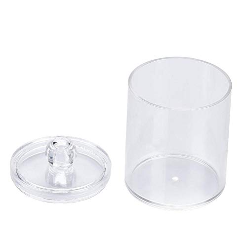 Acrylic Cotton Ball Holder with Lid, Round Cotton Bud Case Acrylic Cotton Swab Holder Storage Container Organizer,Bathroom Containers Dispenser for Organizing Cotton Swab, Cotton Pads, Makeup