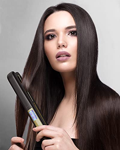 Professional Hair Straightener Titanium Flat Iron for Hair Makes Hair Shiny Dual Voltage Flat Iron Heats up Fast, Black