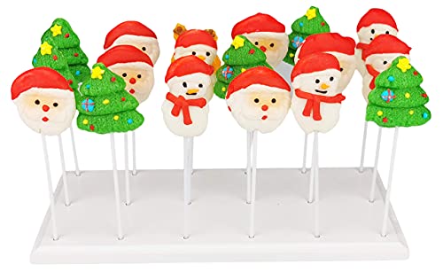 Wood Cake Pop Stand Display - 18 Hole Lollipop Holder, Candy or Sucker Stand for Dessert Table of Wedding, Shower, Birthday Party, White - Fit 5/32" (4mm) Lollipop Sticks