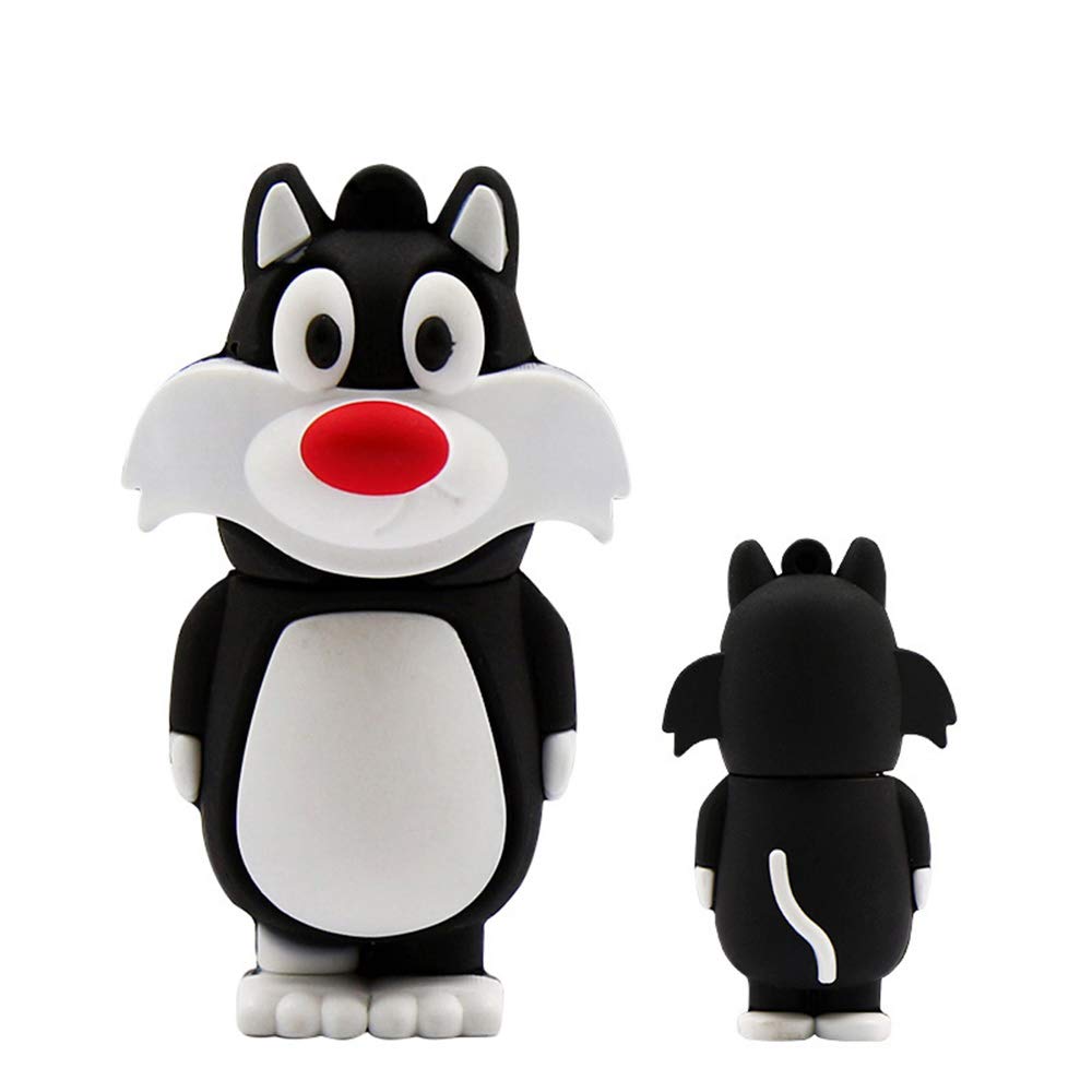 2.0 Sylvester Cat Black White Animal 32GB USB External Hard Drive Flash Thumb Drive Storage Device Cute Novelty Memory Stick U Disk Cartoon