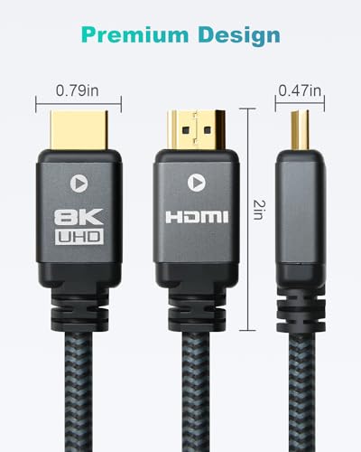 Yauhody 8K HDMI Cable 6.6ft (3 Pack), 48Gbps High Speed HDMI 2.1 Cable Durable Nylon Braided HDMI Cord, Supports 8K 60Hz 4K 120Hz 144Hz 3D Dynamic HDR HDCP 2.2 eARC 4:4:4, 100% Real 8K Quality