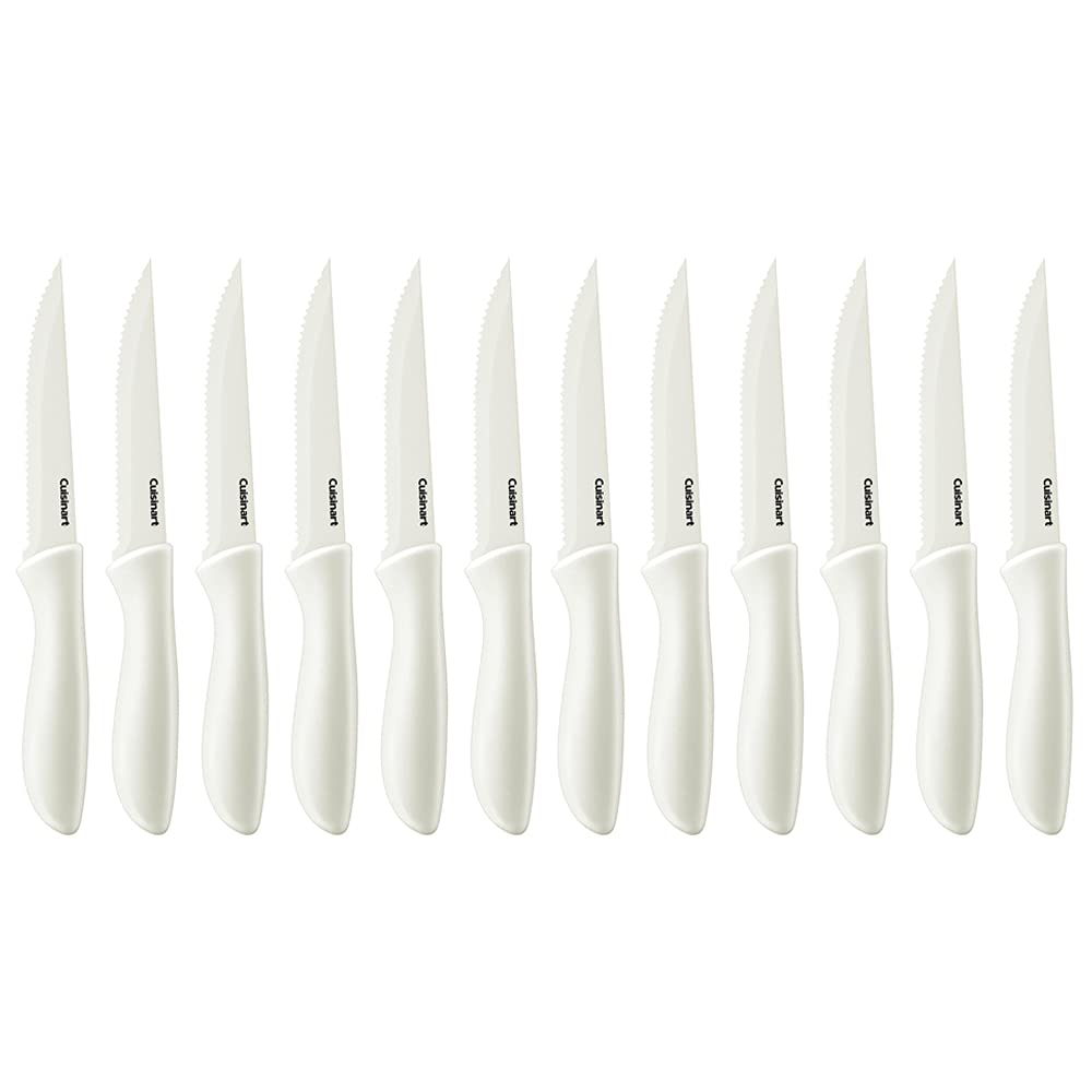 Cuisinart C55-6PCSW Advantage Ceramic Coated Serrated Steak Knife 12 Pieces Set White