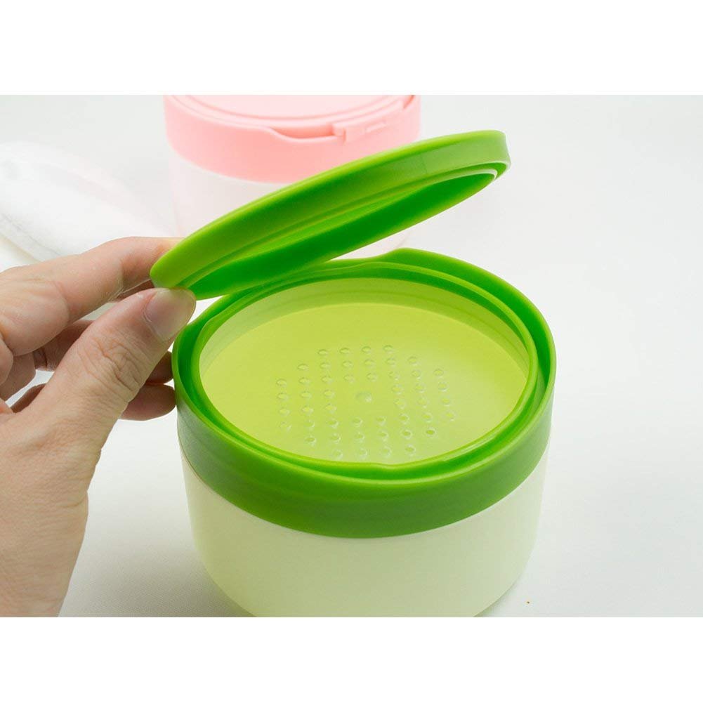 1Pcs Baby After-Bath Puff Box Body Talcum Powder Box Case Container Dispenser with Sifter and Powder Puff for Travel and Home Use(Green)