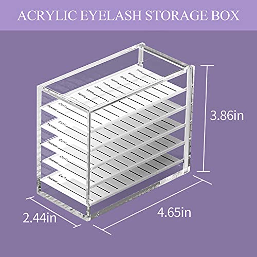 Dfsuiwk 5 Layers Acrylic Clear Eyelash Storage Box False Eyelash Container Case Lash Display Organizer for Grafting Lash Extension