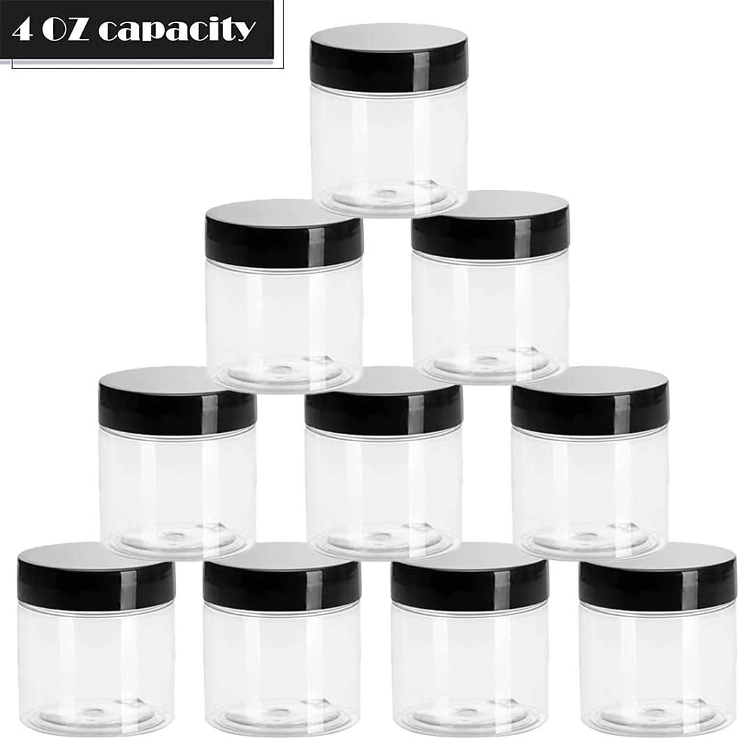 24 Pack 4 oz Plastic Containers with Lids and Labels Clear Empty Plastic Body Butter Jars for Beauty Products, Body Scrubs, Cosmetic, Face Creams and Lotion