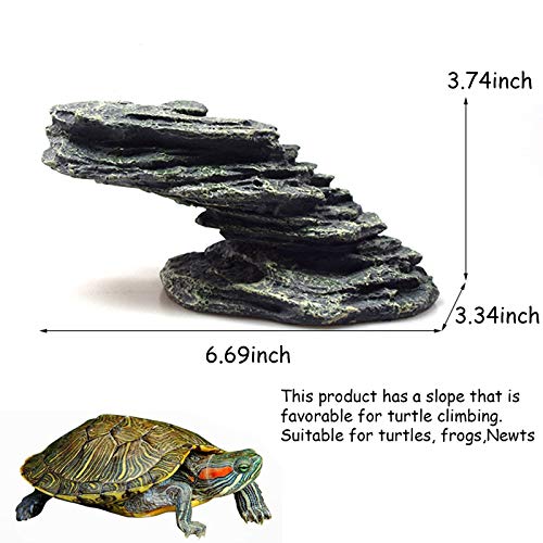 kathson Turtle Basking Platform Tortoise Dock Aquarium Landscape Decorative Climbing Ramp Shale Small Stone Ornament Rock for Frogs, Newts