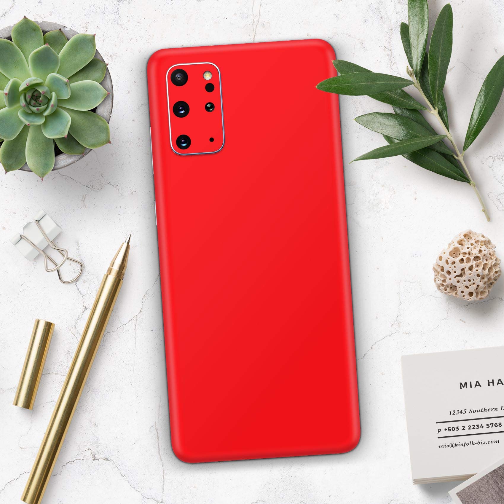 DesignSkinz Solid Red Protective Vinyl Decal Wrap Skin Cover Compatible with The Samsung Galaxy S20 (Screen Trim & Back Glass Skin)