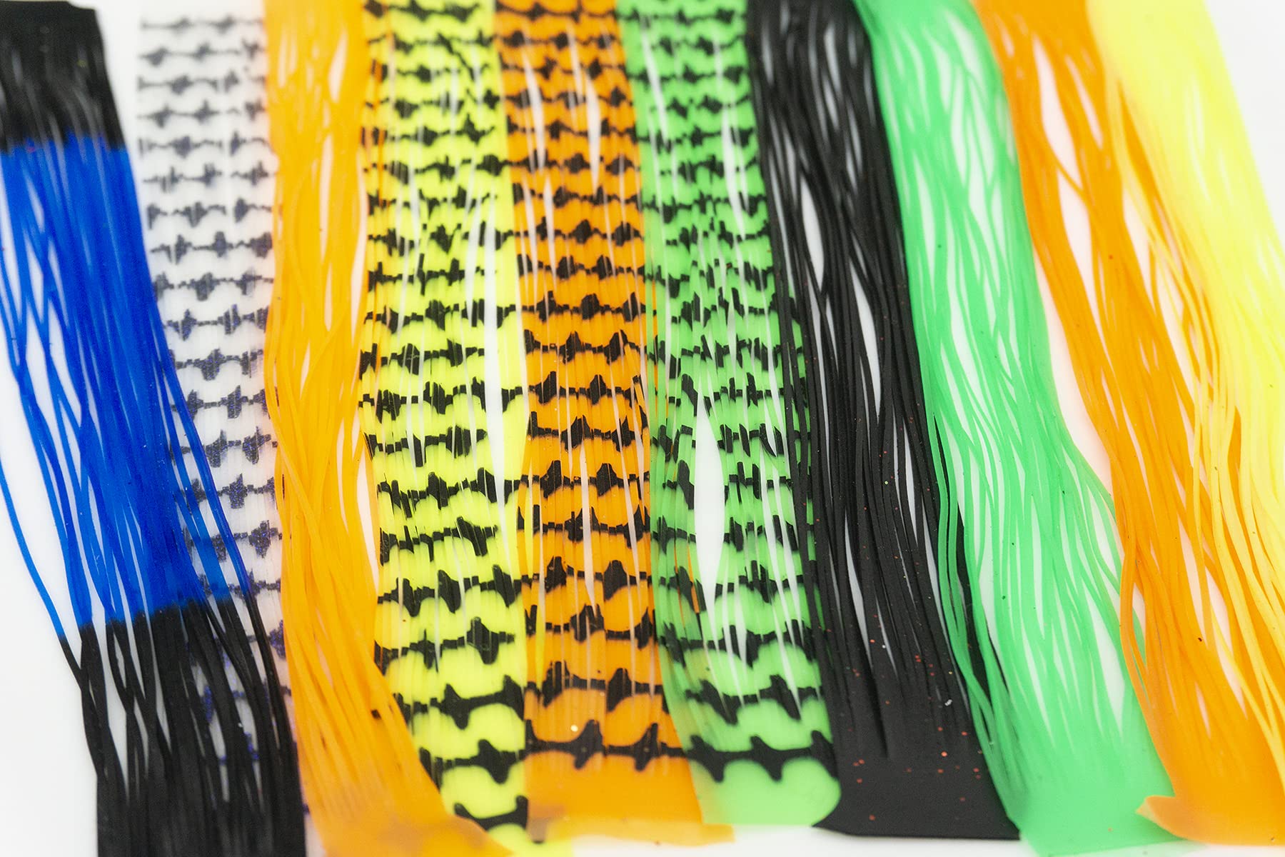 10 Colors 20 pcs Fishing Jig Lures Rubber Skirt Tab Multicolor Silicone Skirts Whole Sheet DIY Spinner Bait Squid Rubber Thread Lures Regular Skirt Collars Included Fly Tying Material Stripe Spots
