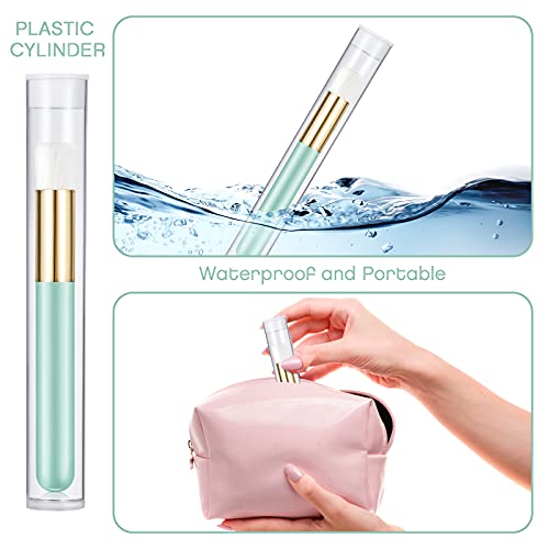 24 Pieces Lash Shampoo Brushes Set with Transparent Travel Plastic Tubes, Eyelash Extensions Nose Pore Deep Cleaning Brush Peel off Blackhead Removing Brush Tool Cosmetic Lash Cleanser Brush (Green)