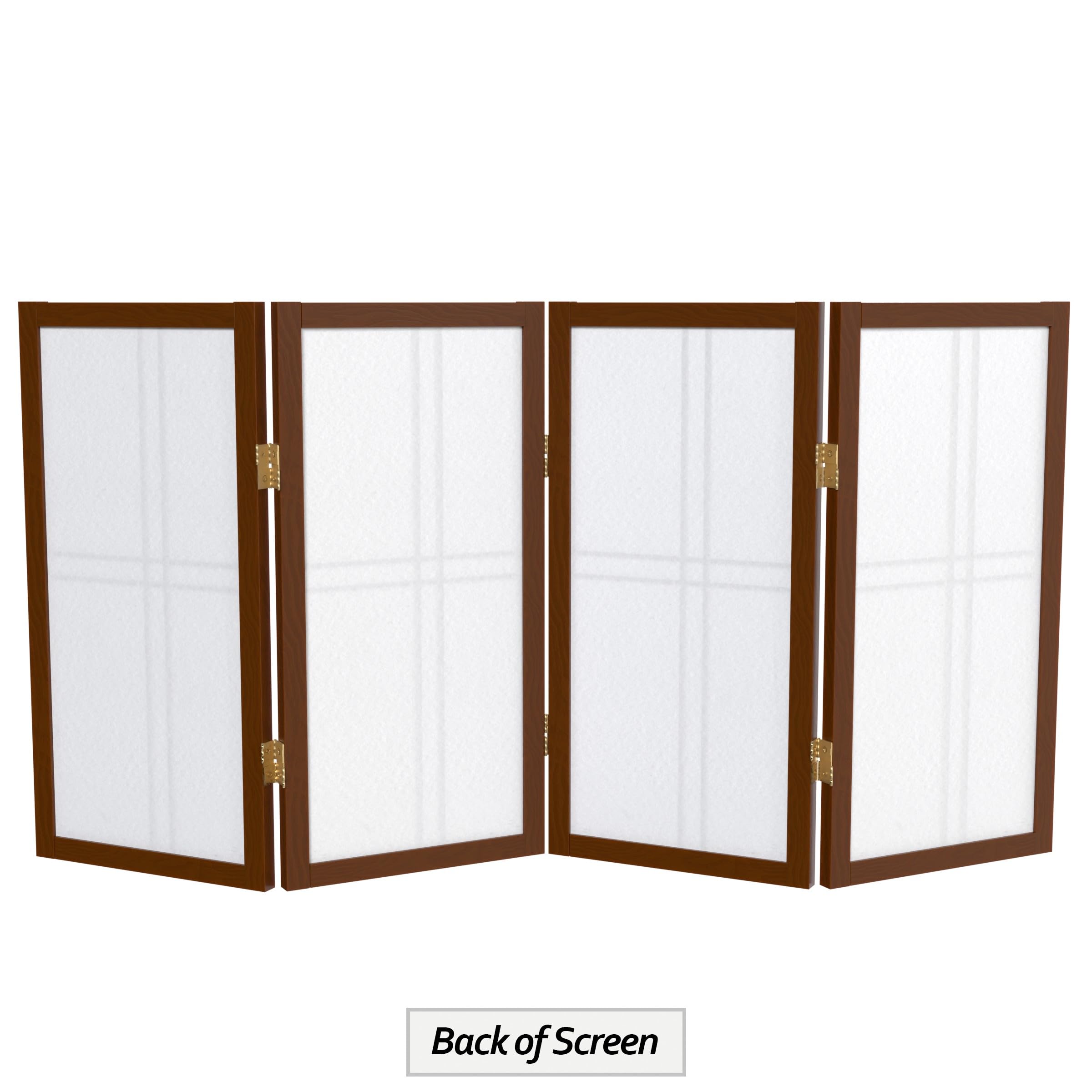 2 ft. Short Desktop Double Cross Shoji Screen - Walnut - 4 Panels