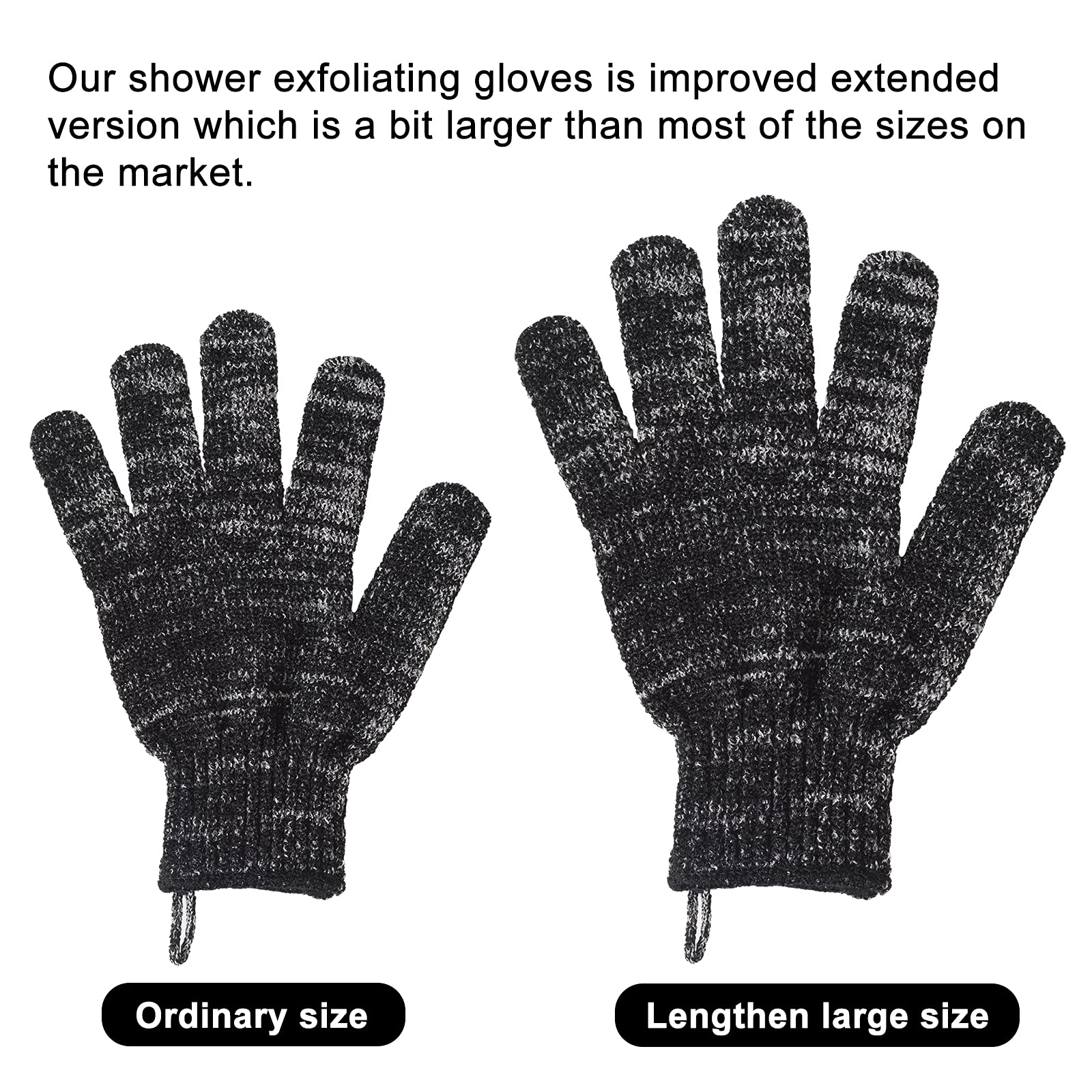 Bathing Scrub Gloves, Bamboo charcoalized exfoliating Gloves ,Exfoliating Gloves for Men and Woman, Exfoliating Gloves with Hanging Loops (4 pcs)