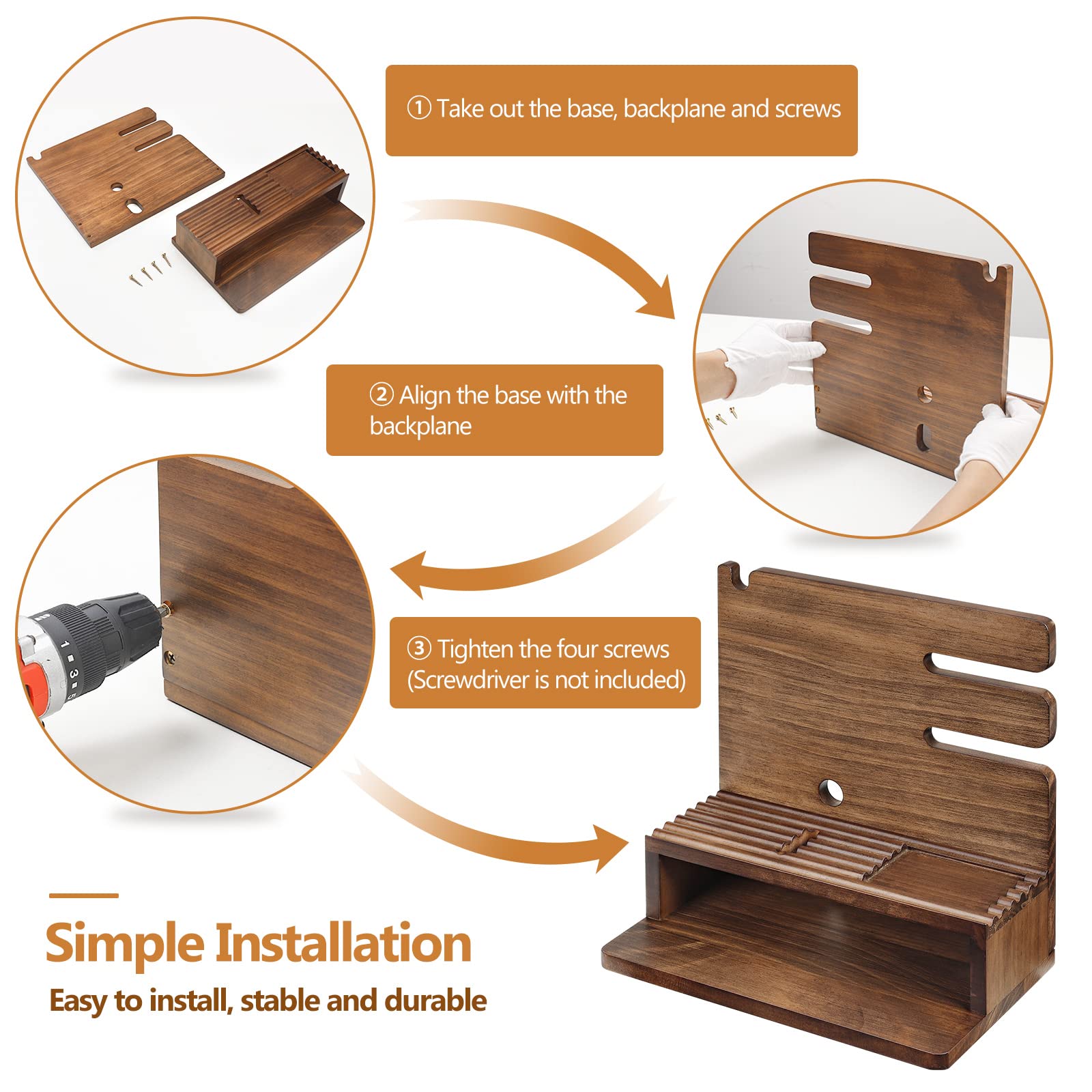 Homde Solid Wood Charging Station Storage/Nightstand for Multiple Devices Including Phone, Smart Watch, Laptop, Tablet Perfect as an Electronic Organizer Gift for Men