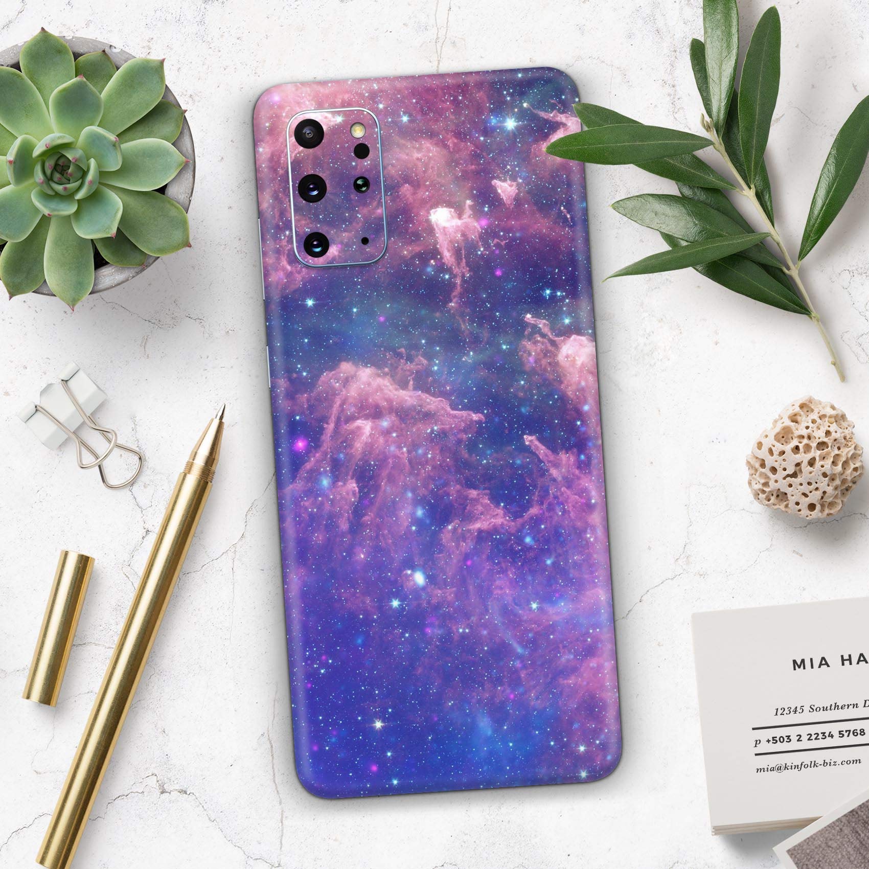 DesignSkinz Colorful Nebula Protective Vinyl Decal Wrap Skin Cover Compatible with The Samsung Galaxy S20 (Screen Trim & Back Glass Skin)